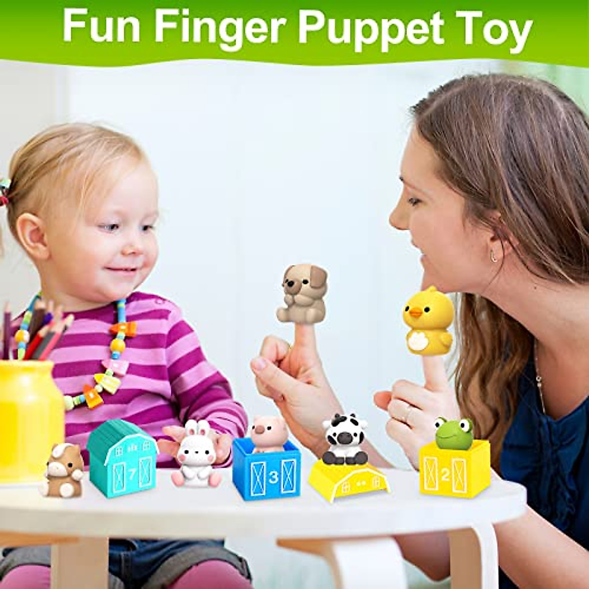 Learning Toy for Toddlers 1 2 3 Year Old, 10 Farm Animal Toys & 10 Barns, Counting, Matching & Sorting Montessori Educational Sensory Toys, Christmas Birthday Easter Gift for Baby Boy Girl 1-3