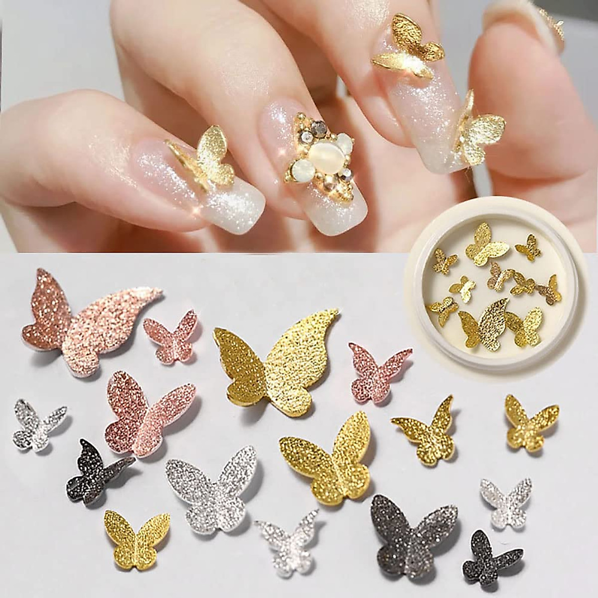 3D Butterfly Pearl Nail Charms Gems Accessories Flamingo Summer Party Nail Art Decoration Sticker Hand Account Stickers 3 Piece Set
