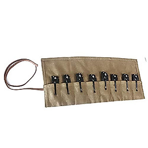 Pocket Knife Roll Bag,Waxed Canvas Small Knife Roll Up Pouch,Folding Knife Storage Case,Tactical Knife Protectors Sheath, Multi-Purpose Knife Roll With 8 Slots For Display Camping Hiking