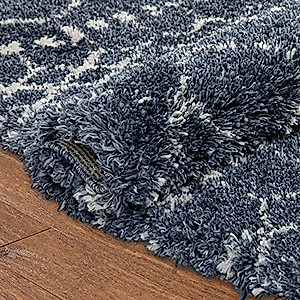 Well Woven Bissi Blue Super Thick & Soft Moroccan Shag Area Rug 5x7 (5'3" x 7'3")