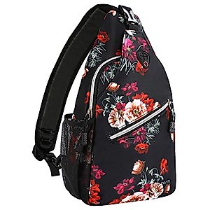MOSISO 13 inch Sling Backpack, Multipurpose Hiking Daypack Outdoor Rope Crossbody Chest One Shoulder Bag, Cottonrose