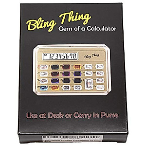 Calabria Gemstone Basic Desktop Calculator Gold Standard Function Large LCD Display Pocket Handheld Crystal Buttons Office