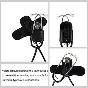 UGpine Leather Stethoscope Holder Clip Stethoscope Hip Holder with Clip On Waist Belt/Pocket/Bag to Protect from Loss Fit for Physicians/Nurses/EMT/Medical Nursing Students (Black/Brown Randomly 1pcs)