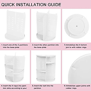 sanipoe 360 Makeup Organizer, DIY Detachable Spinning Cosmetic Makeup Caddy Storage DIsplay Bag Case Large Capacity Makeup Box Acrylic Vanity Organizer Box, Great for Countertop and Bathroom, White