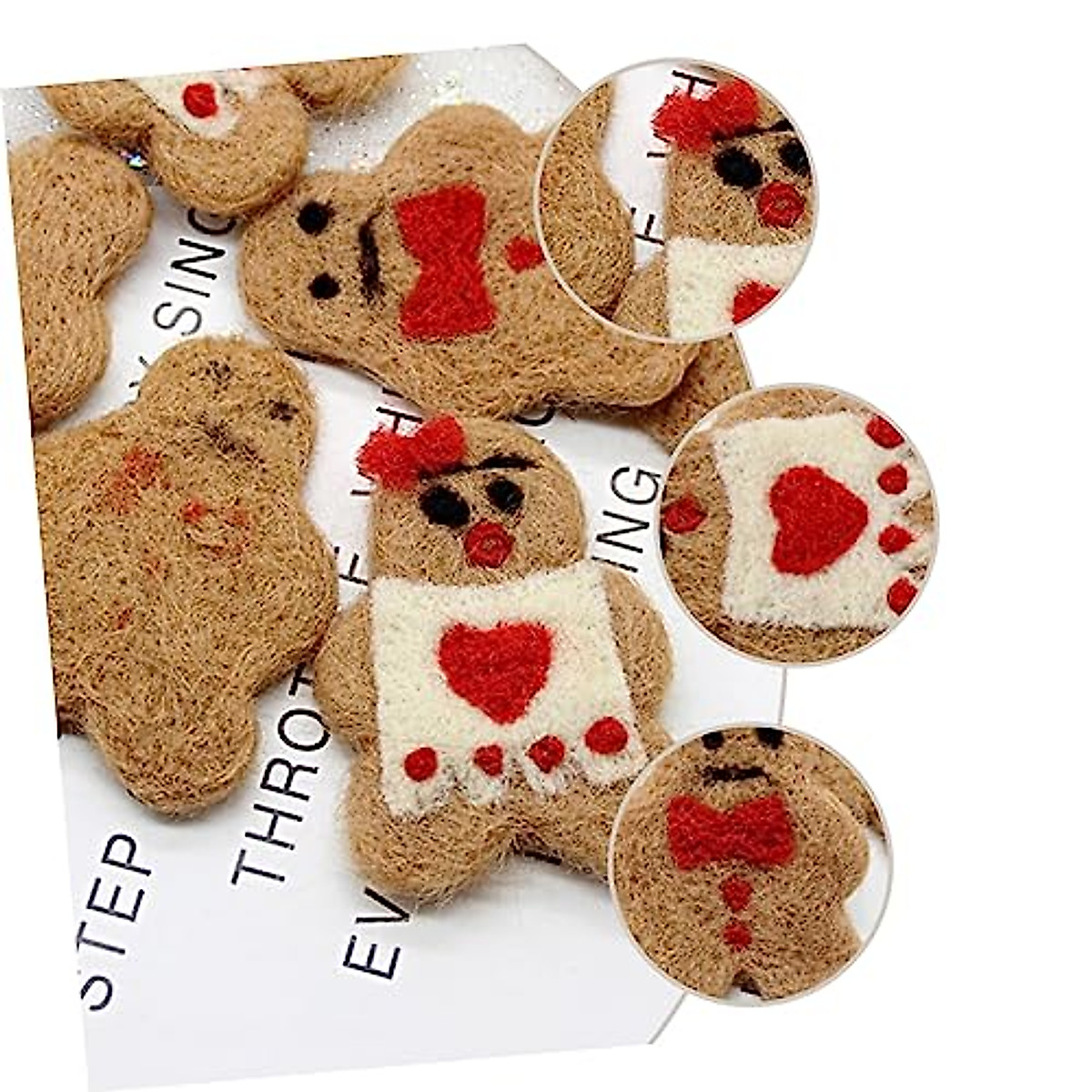 Amosfun 5pcs Wool Felt Gingerbread Man Pendant Chrismas Decor Hanging Gingerbread for Christmas Gingerbread Man Decorations House Decorations for Home Hanging Ornament Wreath Manual