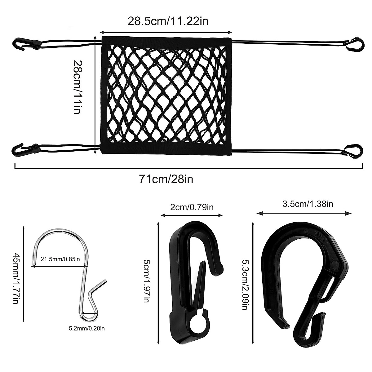 2 Pack Motorcycle Cargo Net, Motorcycle Bungee Cargo Net 10.3"X15.4" Helmet Net Small Luggage Rack High-Elastic Double Layer Bungee Net Thicken Net with Adjustable Metal Hooks for Motorcycle Bike ATV