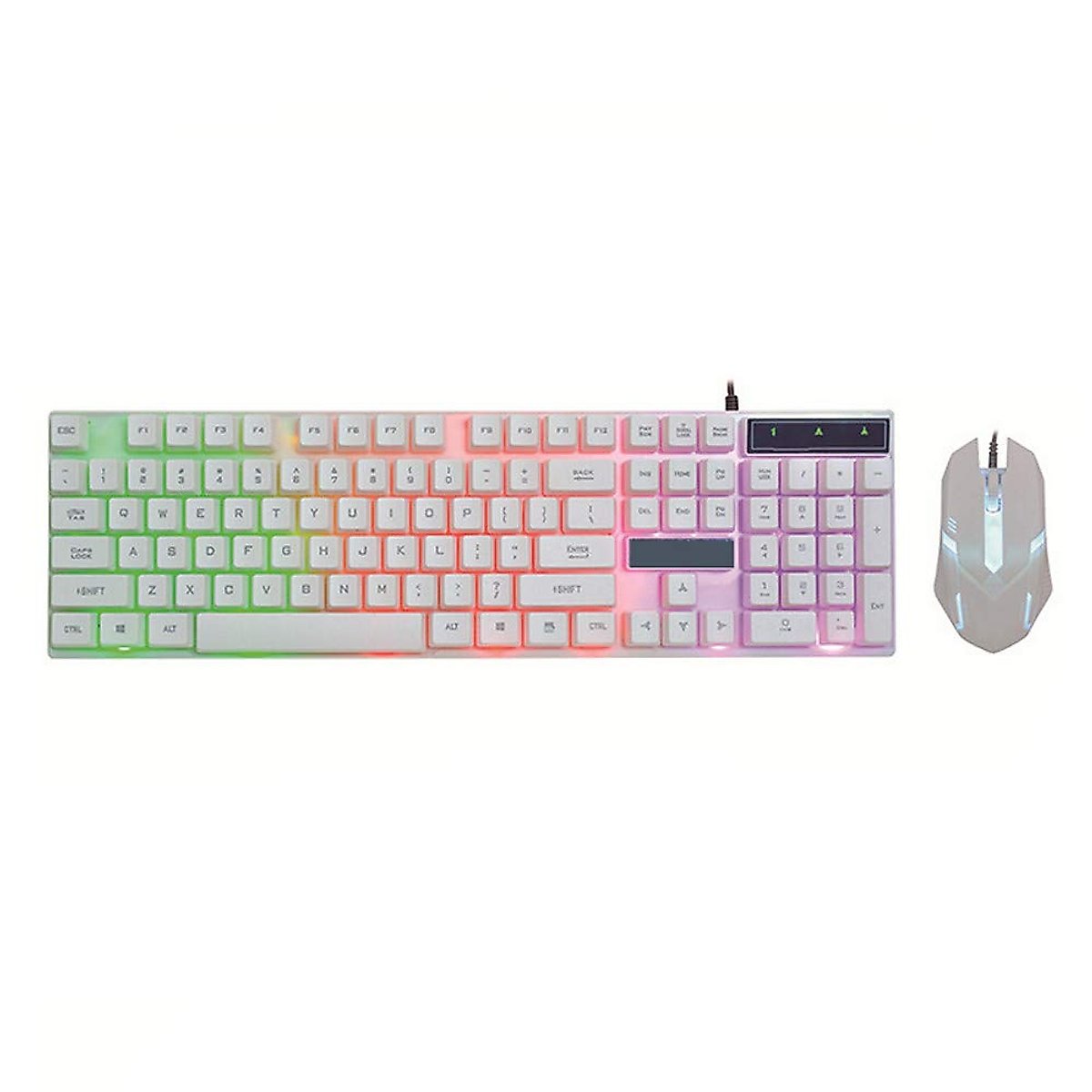 Led Rainbow Color Backlight Adjustable Gaming Game USB Wired Keyboard Mouse Set - Eighteen Crossing D280 Wired USB Lighting Gaming Computer Touch Keyboard and Mouse Set White