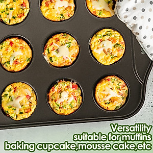 Cyimi Mini Muffin Pan 12 Cup with Removable Bottom,Nonstick Cupcake Pans for Baking,Mini Muffin Cheesecake Tin for Oven, 12 Cavity Premium Carbon Steel Bakeware for Bite Size Tarts