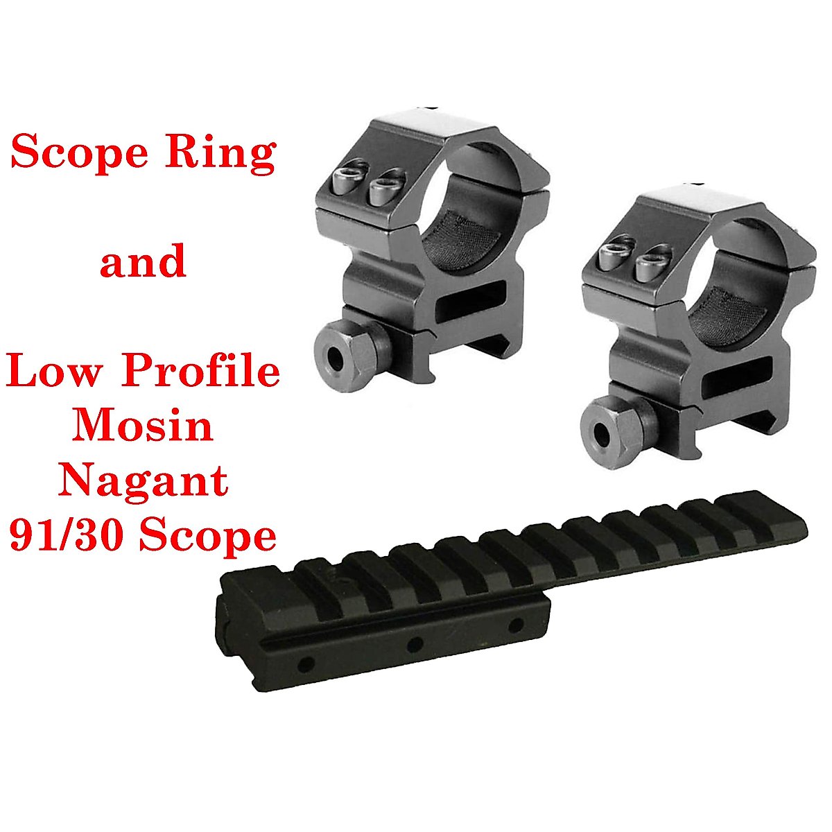 Gotical Low Profile Mosin Nagant 91/30 Scope Mount Weaver Picatinny Rail Mid Length (Pack of 2 - Scope Ring with Rail)