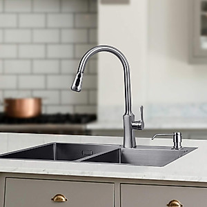 GAGALIFE Soap Dispenser for Kitchen Sink (Brushed Nickel) and Extension Tube Kit, Complete Brass Head, 40" Silicone Tube Connect to The Soap Bottle Directly, Say Goodbye to Frequent Refills