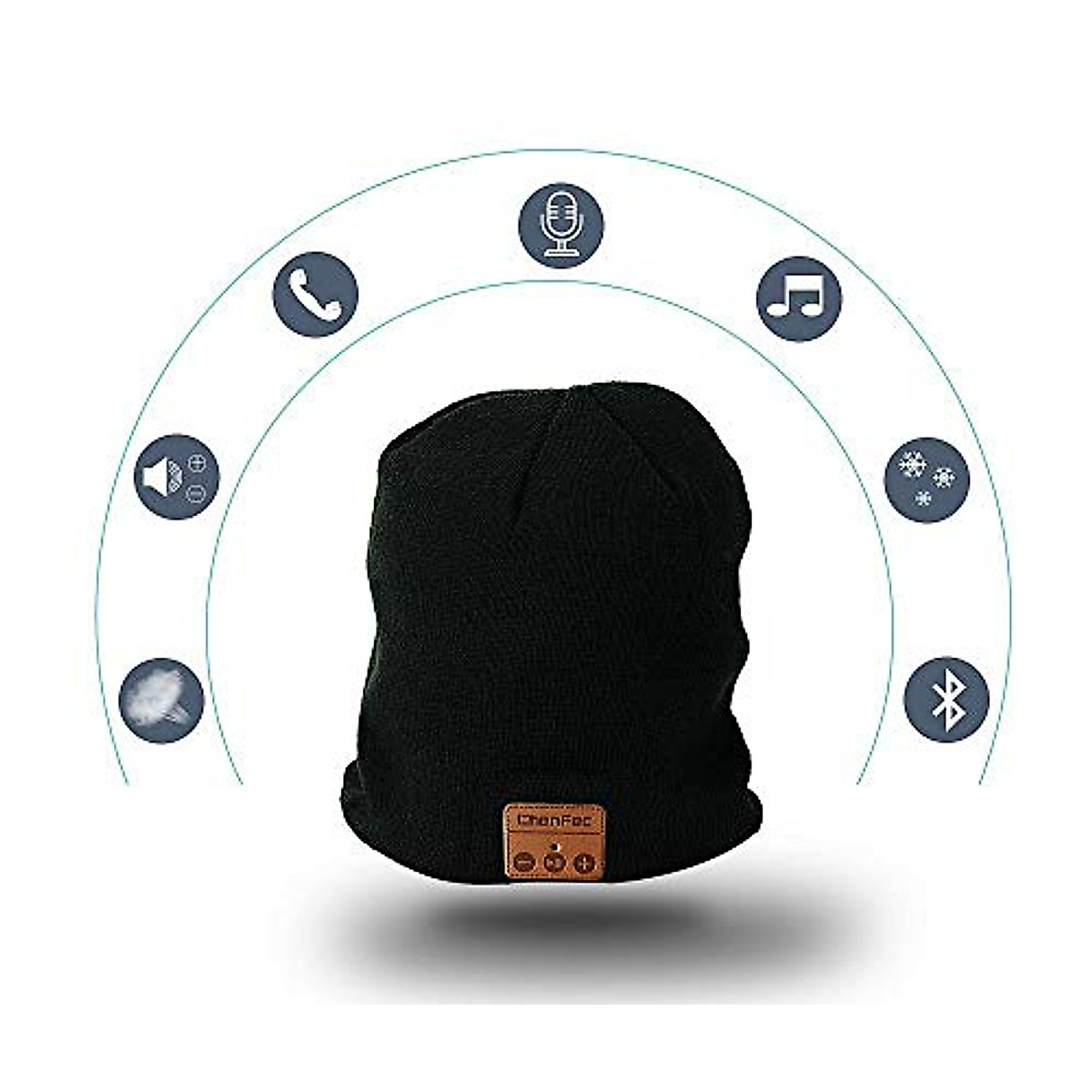 ChenFec Bluetooth 5.0 Beanie Hat Wireless Headphone Beanie caps Built-in Mic&Speaker Hands Free for Women & Men Outdoor Sport-Black