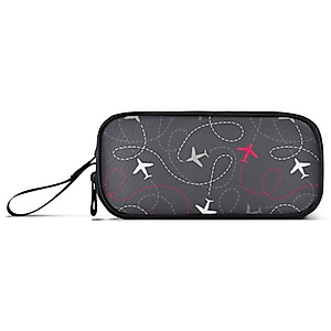 Fisyme Travel Airplanes Pencil Case Large Capacity Pen Box Makeup Pouch Holder Organizer Stationery Bag for School Office College Traval Adults
