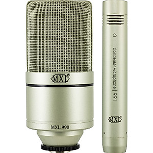 MXL 990/991 Large and Small Diaphragm Condenser Microphone Bundle Project/Home Studio Recording | XLR | Cardiod (Champagne)