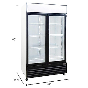 New Procool Refrigeration Glass 2 Door Upright Display Beverage Cooler Merchandiser; 35 Cubic Ft., 45" Wide