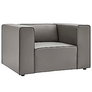 Modway Mingle Vegan Leather Lounge Armchair, Gray