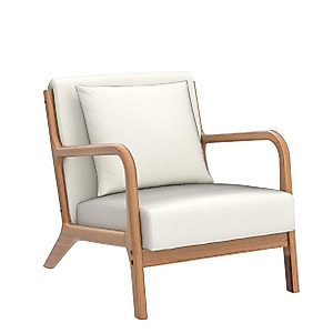 Esright Modern Accent Chairs for Living Room Set of 2, Mid Century Modern Living Room Bedroom Reading Comfy Lounge Chairs, Small Side Armchair for Bedrooms (Beige)