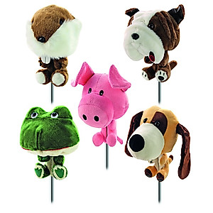 ProActive Sports, Animal Golf Club Head Covers, For Drivers, Cute Novelty Headcover for All Golfers, Plush Material & Clipping Technology, Add Style to Your Golf Bag, Stuffed Dog
