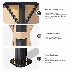 Aoxun 12' X 20' Hardtop Gazebo, Galvanized Steel Double Top, Aluminum Metal Gazebo with Curtains and Netting, Permanent Gazebo Pavilion for Wedding, Party, Outdoor Dining