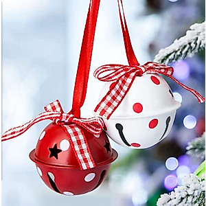 dongye 9 PCS Christmas Bells, Christmas Jingle Bell,Christmas Tree Bells Pendant,Christmas Holiday Party Supplies Craft Bells with Star Cutouts, Red & White & Green Home Garden Christmas Tree Decor