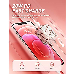 i-Blason Fast USB C Wall Charger, 20W PD 3.0 USB Foldable Compact Power Adapter with 2-Port Compatible with iPhone 14/ iPhone 13/iPhone 11/MagSafe Charger/iPad/Samsung Galaxy S23 (Marble)