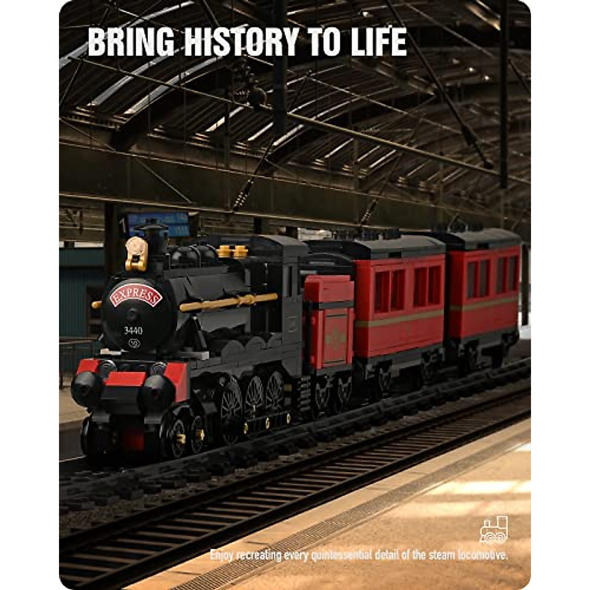 Nifeliz GWR 2900 Class Steam Train Building Kit, Collectible Steam Locomotive Display Set, 1:38 Scale Model Train Building Kit with Train Track, Top Present for Train Enthusiasts (789 PCS)