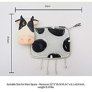 Beruyu Metal Coat Hook with 4 Hooks, Cute Cow Piggy Key Holder, Wall Decoration Hook Wall Hanging for Coats, Keys, Towels (Cow)