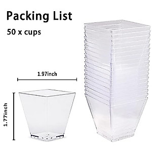 BEGA HOME Dessert Cups - 3oz 50 Cups - Great for Parfaits, Pudding, Yogurt, & Mini Treats - Small Clear Plastic Cups - Yogurt Parfait Cups
