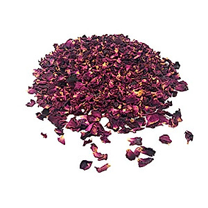 Red Rose Petals - Pure, All Natural & Edible Rose Petals - Dried Flower Petals for Herbal Tea, Decoration, Rose Sprinkles, Topping on Cupcakes, Desserts - Net Weight: 0.35oz/10g