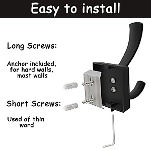 Bunliuys Towel Holder for Bathroom Wall Hooks, Bath Towel Rack Shower Towel Holder, Robe Hook Heavy Duty Coat Hooks Entryway Wall Mounted for Hanging Key Robe Hat Backpack (Black 2)