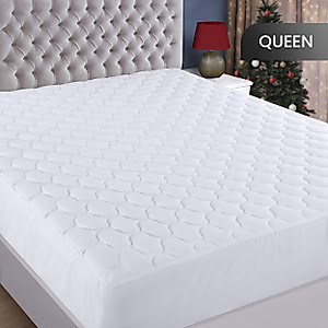 Utopia Bedding Quilted Fitted Waterproof Queen Mattress Protector, Mattress Pad Stretches up to 16 Inches Deep, Elastic Fitted Mattress Cover Mattress Topper (White)