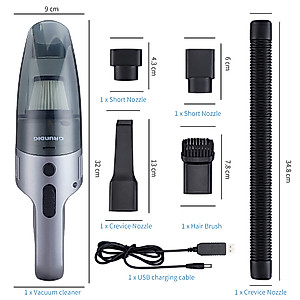 GRUNDIG Handheld Vacuums Cordless,Portable Handheld Vacuum Cleaner with Powerful Suction,5000PA Rechargeable Car Vacuum Cleaner, Handheld Hoover,Lightweight Wet Dry Vacuum for Home, Car and Pet