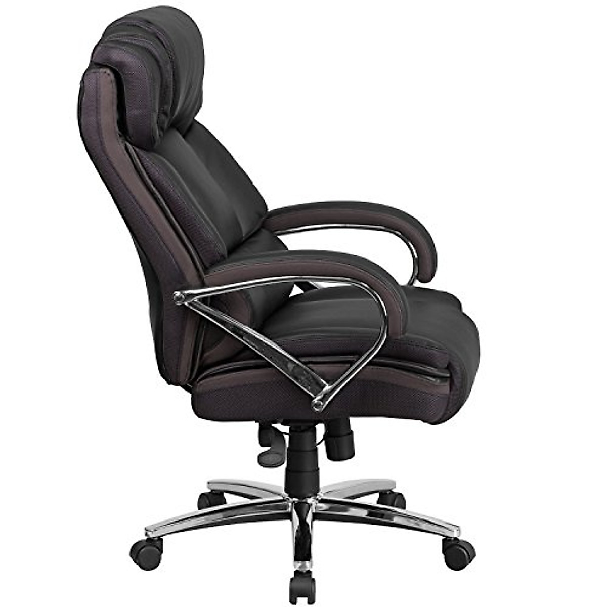 Flash Furniture HERCULES Series Big & Tall 500 lb. Rated Black LeatherSoft Executive Swivel Ergonomic Office Chair with Chrome Base and Arms