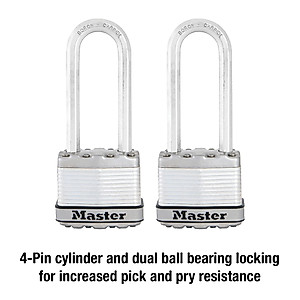 Master Lock M1XTLJ Magnum Heavy Duty Padlock with Key, 2 Pack Keyed-Alike, Steel