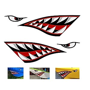 Shark Teeth Mouth Reflective Decals Graphics Sticker Fishing Boat Canoe Car Truck Kayak Decals Accessories,14.8 x 5.0 inches