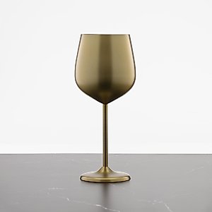 CAMBRIDGE Silversmiths 4 Piece Set of 18 oz Brushed Gold All Purpose Single Wall Wine Glasses