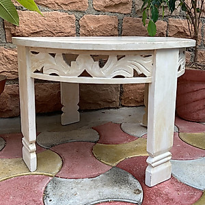 Wooden Carved Chakki Table, Handicraft Round Coffee Table/Cake Cutting Table/Side Table/Nightstand Table/Lamp Table/Bedside Table