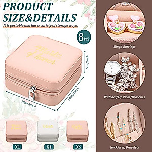 Hotop 8 Pcs Bridesmaid Proposal Box Wedding Gifts Portable Jewelry Mini Travel Jewellery Organizer for Rings Earrings Necklaces, Bachelorette Party Favors (Hotop-JES97)