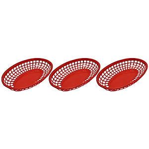 Set of 12 Red Oval Fast Food / Deli Baskets, 9.25 by 5.67-Inch, Red (12)