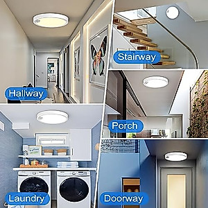 KEPLUG Motion Sensor Ceiling Light, LED Flush Mount Ceiling Light Fixture 18W/1600LM, Motion Sensor Light Indoor for Stair Closet Porch Hallway Laundry, Time Dimmable Ceiling Lights 3000k/4000k/6000k