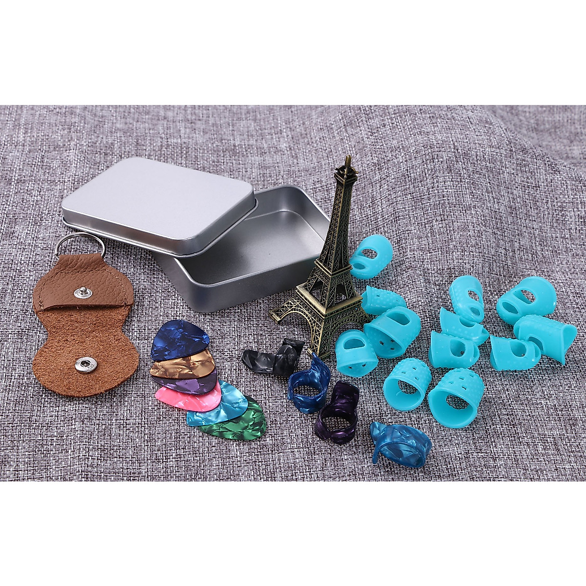 Tupalizy Guitar Picks/Finger Thumb Picks/Silicone Fingertip Protector/Pick Holder Set for Acoustic Guitar Starter and Strings Instrument (Mixed color)