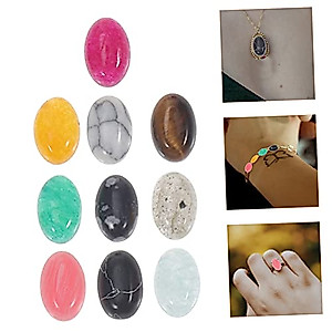 Gemstone Beads 20pcs Oblate Handmade Jewelry DIY Crafts Round Crystal Beads Oval Gemstone Crystal for Jewelry Making Jade Stone DIY Flat Gemstones DIY Charms Natural