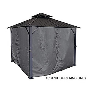 APEX GARDEN Four-Side Privacy Curtain Set for 10-Ft x 10-Ft Gazebo (10-ft x 10-ft, Charcoal)