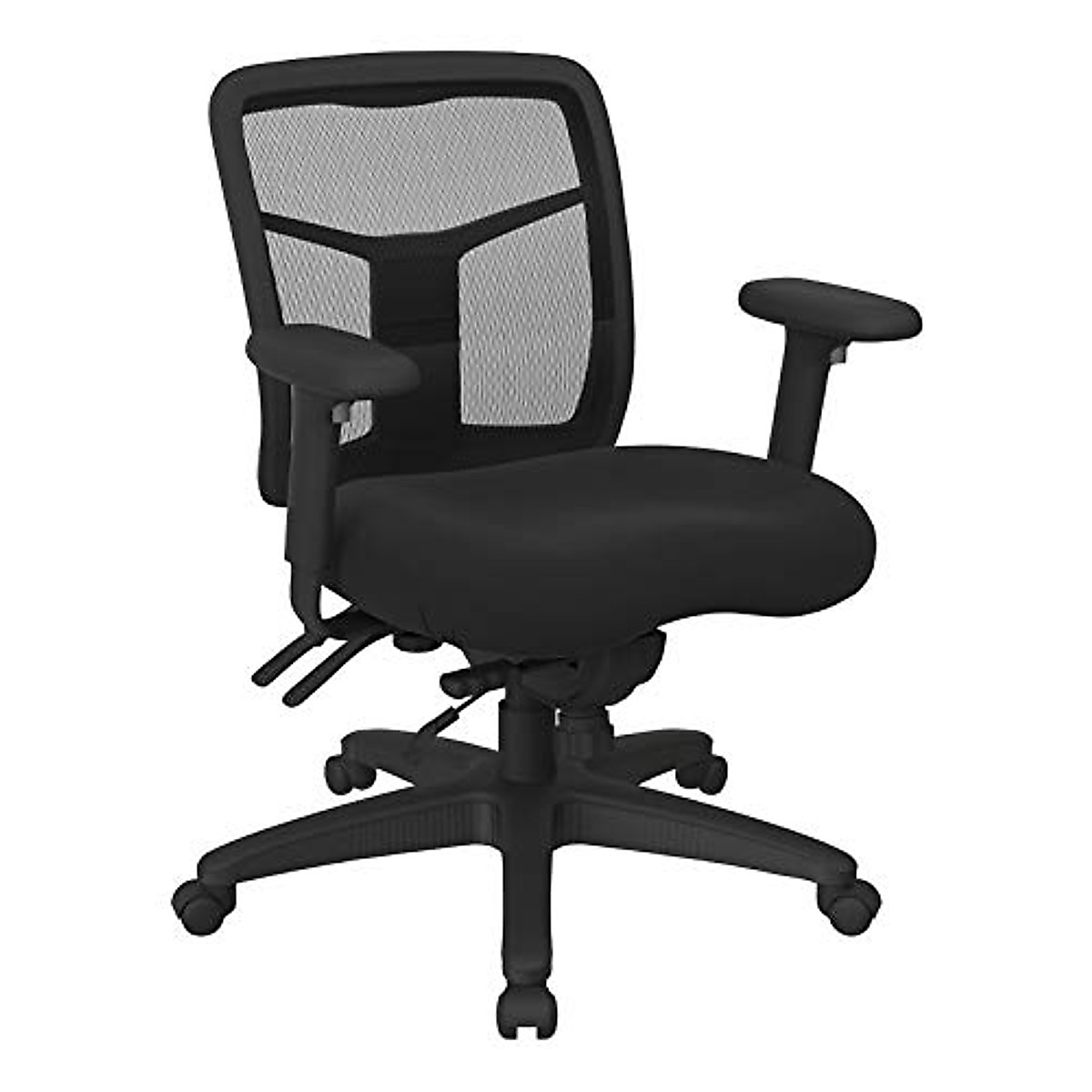 Office Star ProGrid Breathable Mesh Manager's Office Chair with Adjustable Seat Height, Multi-Function Tilt Control and Seat Slider, Mid Back, Icon Black Fabric