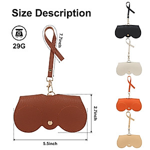 Chfory Soft Leather Sunglasses Bag, Portable Leather Glasses Case Holder Sunglasses Pouch, glasses Organizer Bag with Strap (Black+Orange+Brown+Gray+Coffee)
