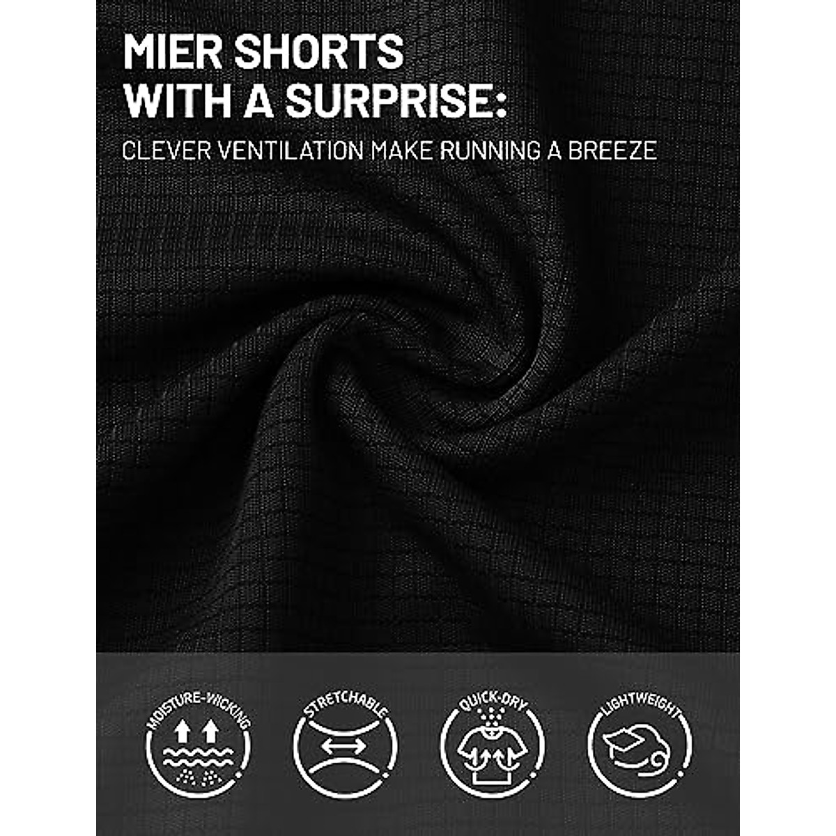 MIER Men's 3 Inch Athletic Running Shorts with Liner Quick Dry Active Lightweight Gym Sports Workout Shorts for Men, Black, M