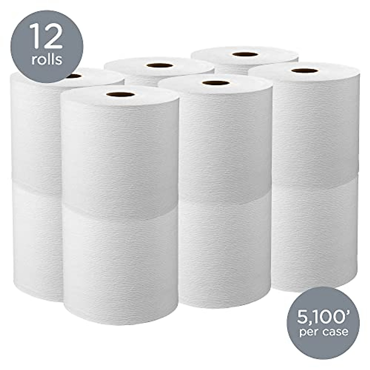 Kleenex Hard Roll Paper Towels (01080) with Premium Absorbency Pockets, 1.5" Core, White, 425'/Roll, 12 Rolls/Case, 5,100'/Case