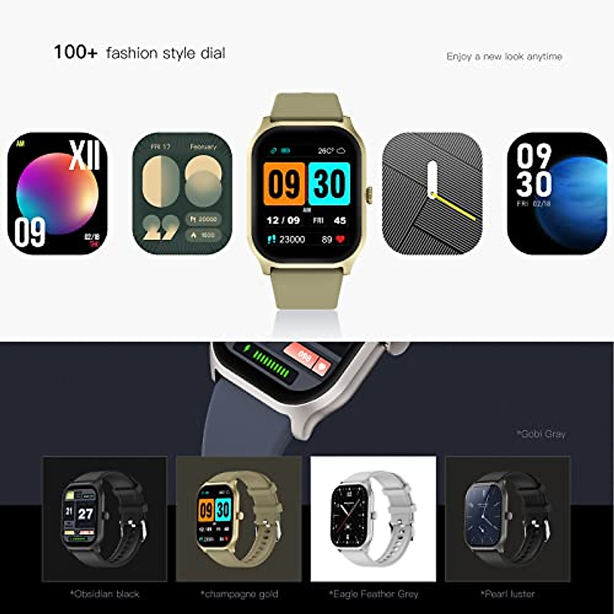 Loluka Smart Watch for Men 2.01" HD Screen Smartwatch Make Phone Calls Message Reminder 100+ Sport Modes Heart Rate Fitness Watch iOS Android Step Calorie Counter Custom Dial