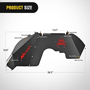 Nilight Front Inner Fender LinersWheel Cover Fit for 2018-2024 Wrangler JL JLU & Gladiator JT 4 Doors 2 Doors Unlimited Bolt-on Style Fender Flares Splash Guards,2 Years Warranty