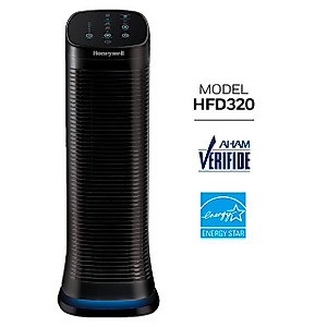 Honeywell HFD320 Air Genius 5 Air Purifier with Permanent Washable Filter Large Rooms (250 sq. ft.) Black