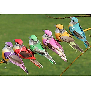 LWINGFLYER 12PCS Artificial Simulation Foam Feather Birds for Crafts Decoration Small Bird Figurines Bird Models Home Decor Tree Ornaments